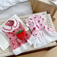 China Strawberry Halloween Solid Cute Dress for Dogs Cats 100% Cotton Apparel for sale