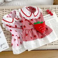 China Strawberry Halloween Solid Cute Dress for Dogs Cats 100% Cotton Apparel for sale