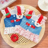 China Cute Puppy Clothes Cute Dog Dresses Pet Clothing Cat Dress Pet Denim Harness with Leash Summer Sweet Strawberry Small Dogs Skirt for sale
