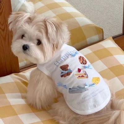China Cute Halloween Christmas Puppy Dog Clothes Bear Vest Bow T-Shirt Polyester Summer Thin Two-Legged Teddy Cartoon Animal Pattern for sale