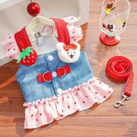 China Cute Solid Halloween Dog and Cat Jean Harness with Leash Pet Clothing Summer Skirt for sale