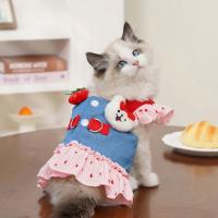 China Cute Solid Halloween Dog and Cat Jean Harness with Leash Pet Clothing Summer Skirt for sale