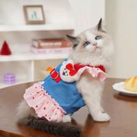 China Cute Solid Halloween Dog and Cat Jean Harness with Leash Pet Clothing Summer Skirt for sale