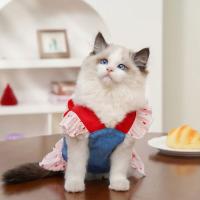 China Cute Solid Halloween Dog and Cat Jean Harness with Leash Pet Clothing Summer Skirt for sale