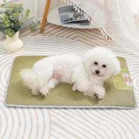 China 2025 Summer Modern Collapsible Cooling Travel Ready Pet Mat Breathable 100% Cotton Dog Cat Bed Pad Ice Gel Cushion Indoor for sale