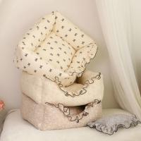 China Wholesale Four Seasons Universal Luxury Waterproof Eco-Friendly Cotton Linen Pet Beds Comfortable Collapsible Travel Dog Cat for sale