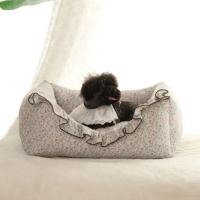 China Wholesale Four Seasons Universal Luxury Waterproof Eco-Friendly Cotton Linen Pet Beds Comfortable Collapsible Travel Dog Cat for sale