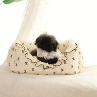 China Wholesale Four Seasons Universal Luxury Waterproof Eco-Friendly Cotton Linen Pet Beds Comfortable Collapsible Travel Dog Cat for sale