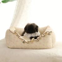 China Wholesale Four Seasons Universal Luxury Waterproof Eco-Friendly Cotton Linen Pet Beds Comfortable Collapsible Travel Dog Cat for sale
