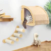 China Luxury Durable Eco-friendly Wooden Cat Tree Wall Mounted Cat Nest Sisal Scratching Post Clouds Jumping Platform Indoor Outdoor for sale