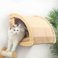 China Luxury Durable Eco-friendly Wooden Cat Tree Wall Mounted Cat Nest Sisal Scratching Post Clouds Jumping Platform Indoor Outdoor for sale