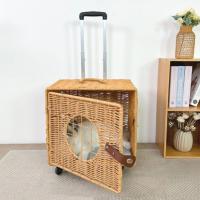 China Airline Approved Luxury Polyester Print on Wheels Puppy Carrier Case Stroller Trolley Pet Bag Travel Suitcase with Zipper Metal for sale