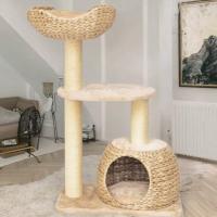 China Modern Luxury Classic Eco-friendly Wooden Sisal Cat Tree with Scratch Post Climbing Frame Toy House Tower Nest Christmas Carton for sale