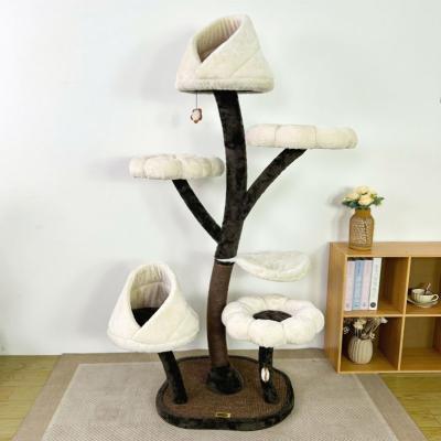China Luxury Cat Tree Tower Unique Cat Tree White Flower Tree for sale