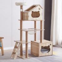 China New Large Wooden Cat Tree and Scratching Tower Cat Climbing Frame Premium Toy for Feline Friends to Play and Scratch for sale