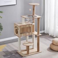 China New Large Wooden Cat Tree and Scratching Tower Cat Climbing Frame Premium Toy for Feline Friends to Play and Scratch for sale