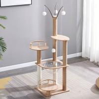 China New Large Wooden Cat Tree and Scratching Tower Cat Climbing Frame Premium Toy for Feline Friends to Play and Scratch for sale
