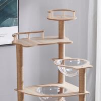 China Hot Sale Luxury Modern Wood Cat Tree Condo with Scratcher and Climbing Frame Halloween Indoor Use Carton Packed for sale