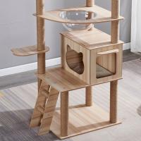 China Hot Sale Luxury Modern Wood Cat Tree Condo with Scratcher and Climbing Frame Halloween Indoor Use Carton Packed for sale