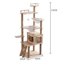 China Hot Sale Luxury Modern Wood Cat Tree Condo with Scratcher and Climbing Frame Halloween Indoor Use Carton Packed for sale