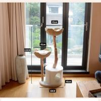 China Hot Pet Furniture Modern Kitten House Wooden Cat Tree Tower Scratcher Luxury Kitten Flower Condo Cozy Plush Wood Floral Cat Tree for sale