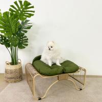 China New Design Iron Woven Square Stylish Gold Eco-Friendly Waterproof Dog/Cat Sofa Bed with Removable Washable Cushions for sale