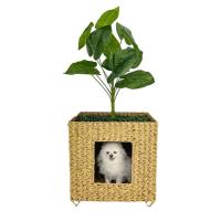 China PE Cat House Hand-woven Pet Cage Bed Basket for Cats and Small Dogs Modern Fashion Square Design Carton Packaging for sale