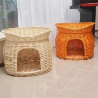China Eco-friendly Rattan Cat Bed for Pet with Soft Cushion High Quality Wholesale China Natural Classic Weave Carton All Seasons for sale