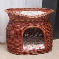 China Eco-friendly Rattan Cat Bed for Pet with Soft Cushion High Quality Wholesale China Natural Classic Weave Carton All Seasons for sale