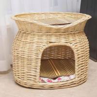 China Eco-friendly Rattan Cat Bed for Pet with Soft Cushion High Quality Wholesale China Natural Classic Weave Carton All Seasons for sale