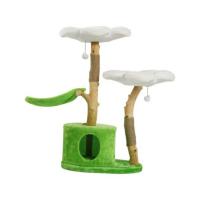China Luxury Modern Solid Wood Cute Cat Condo Scratching Tree Floral Design Eco-Friendly Customizable Indoor Use Carton Packaging LXD for sale