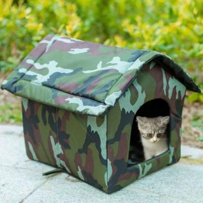 China Outdoor Waterproof Cat Small Dog Pet Bed Modern Square Design Portable Collapsible Oxford Fabric Carton Packaging All Seasons for sale