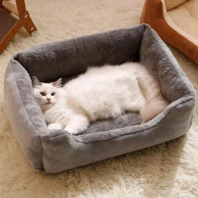 China Rectangle Classic Cat Dog Pet Bed with Fiber Material Waterproof & Eco-Friendly Design All in Carton Packaging for sale