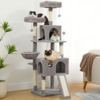 China Multi-Level Luxury Eco-Friendly Linen Wool Cat Tree Stable Climbing Frame Cozy Perches Scratch Board Toys Halloween Carton for sale