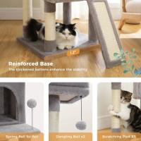 China Multi-Level Luxury Eco-Friendly Linen Wool Cat Tree Stable Climbing Frame Cozy Perches Scratch Board Toys Halloween Carton for sale