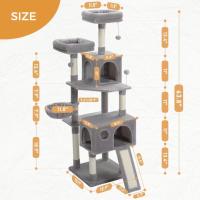 China Multi-Level Luxury Eco-Friendly Linen Wool Cat Tree Stable Climbing Frame Cozy Perches Scratch Board Toys Halloween Carton for sale
