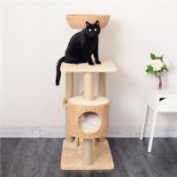 China Luxury Design Modern Multilayer Sisal Woven Wooden House Scratching Post Climbing Tree Halloween Carton Packing for sale