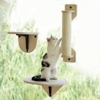 China Luxury Halloween Cat Window Perch Hammock with Climbing Steps & Scratching Post Wooden Window-Mounted Cat Bed for Indoor Cats for sale