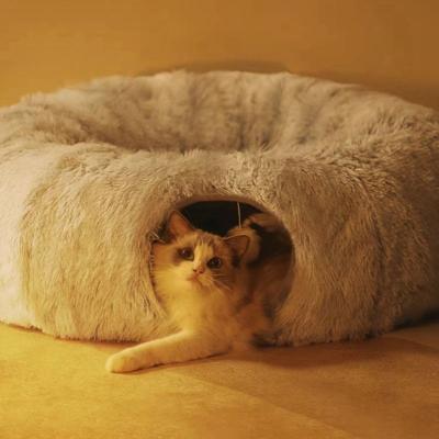 China Modern Waterproof Collapsible Cat Tunnel Bed Non-Slip Soft Plush Material Full Shape Tube Playground Toy Kittens Puppies Travel for sale