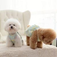 China Layered Fancy Dress Cute Dogs Summer Vest One Piece Puppy Spring Clothes Chihuahua Light Purple Striped Spandex Long Pet Skirt for sale