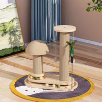 China Manufacturer Wholesale Beige MDF Board Wooden Toy Cat Scratcher for sale