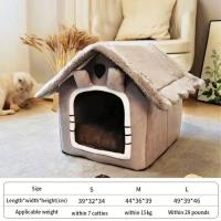 China Fashionable Modern Indoor Warm Pet Bed Tent House Soft Dog Kennel Removable Cushion for Small Medium Large Pets Fiber Material for sale