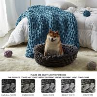 China Handmade Tweed Round Rattan Cage Modern Bowl Shapewoven by Hand Cat Nest Knitted Pet Bed for Dog and Cat for sale