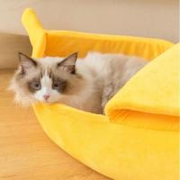 China Banana Cat Bed Modern Funny Cute Cozy Fiber Cat Mat Warm Durable Portable Pet Basket Kennel Multicolor Dog Cushion Indoor for sale