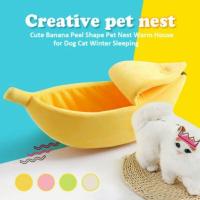 China Banana Cat Bed Modern Funny Cute Cozy Fiber Cat Mat Warm Durable Portable Pet Basket Kennel Multicolor Dog Cushion Indoor for sale