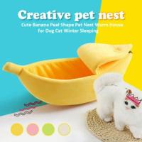 China Banana Cat Dog Bed House Modern Fashion Funny Cute Cozy Warm Durable Portable Pet Kennel Mattress Washable Multicolor for sale