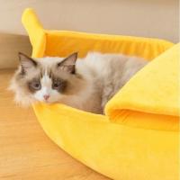 China Banana Cat Dog Bed House Modern Fashion Funny Cute Cozy Warm Durable Portable Pet Kennel Mattress Washable Multicolor for sale