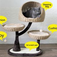 China Hot Sale Climbing Rack House Shelf Weaving Pet Litter Sisal Jumping Platform Tree for sale