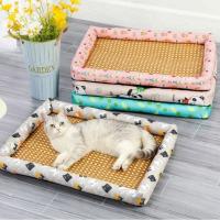 China Summer Cat Beds Pet Cooling Mat Pad Lightweight Breathable Rattan Pet Bed Cooling Ice Nest for Small Animal Dogs Supplies for sale