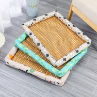 China Summer Cat Beds Pet Cooling Mat Pad Lightweight Breathable Rattan Pet Bed Cooling Ice Nest for Small Animal Dogs Supplies for sale